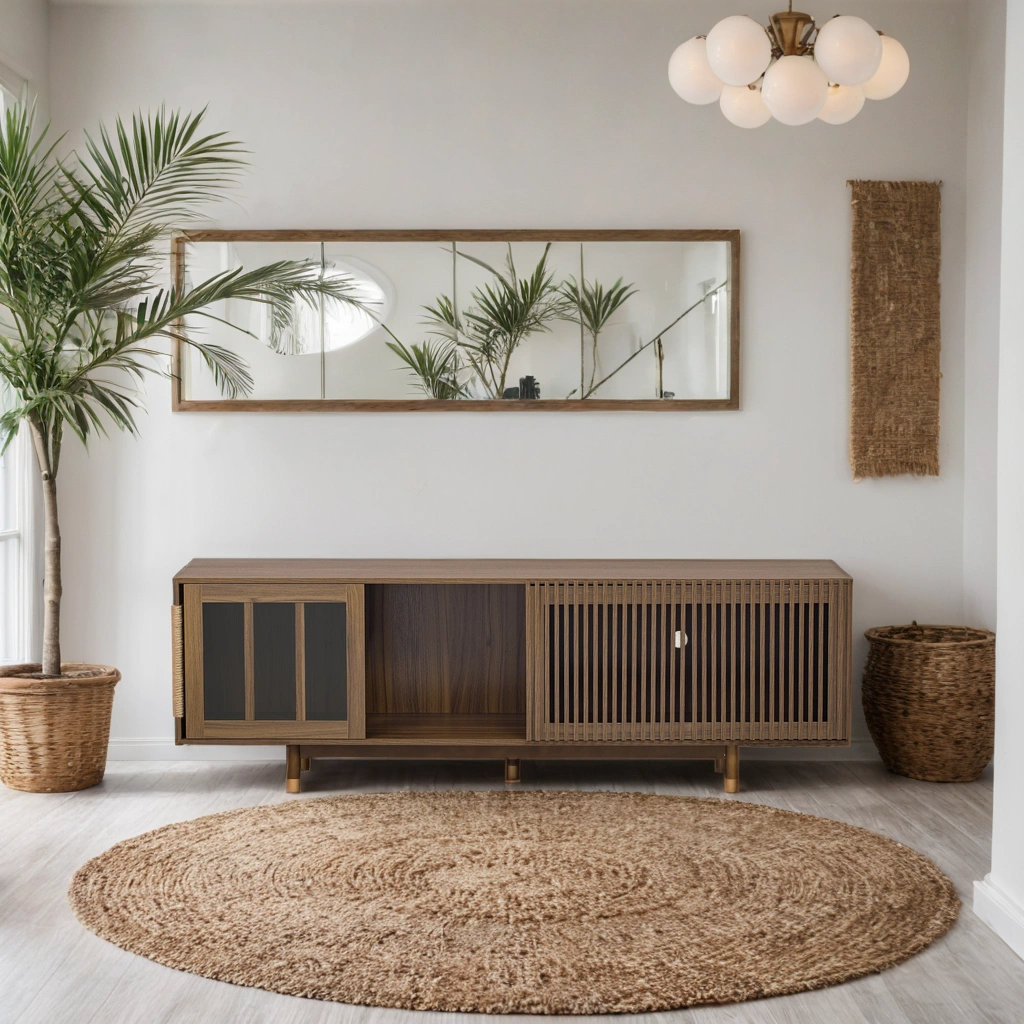 George Oliver Mid-Century Modern 2-in-1 Cat TV Stand & House - Walnut Entertainment Center with ...